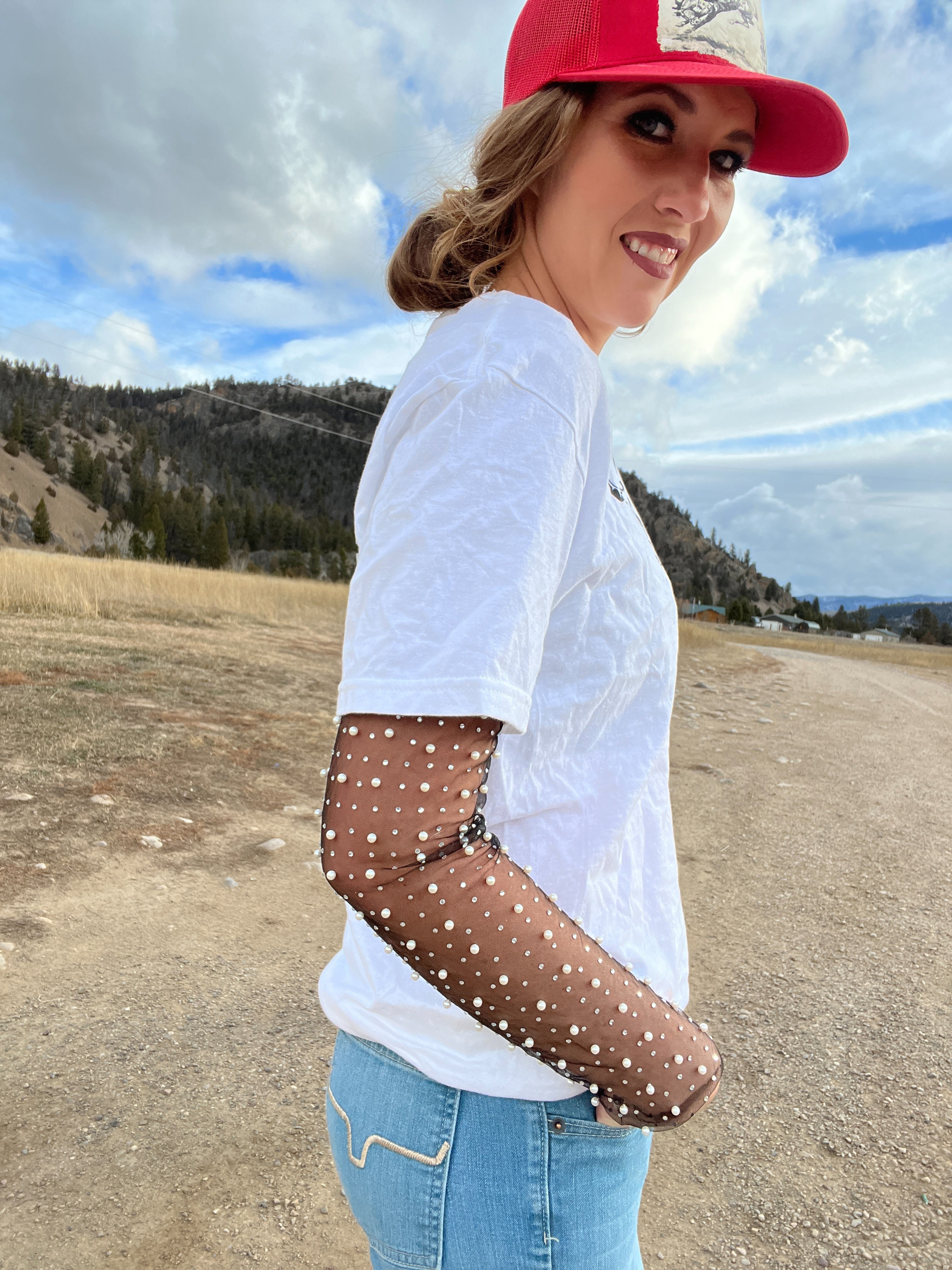 Pearl And Rhinestone Sheer Mesh Top – Rebel Ranch Boutique